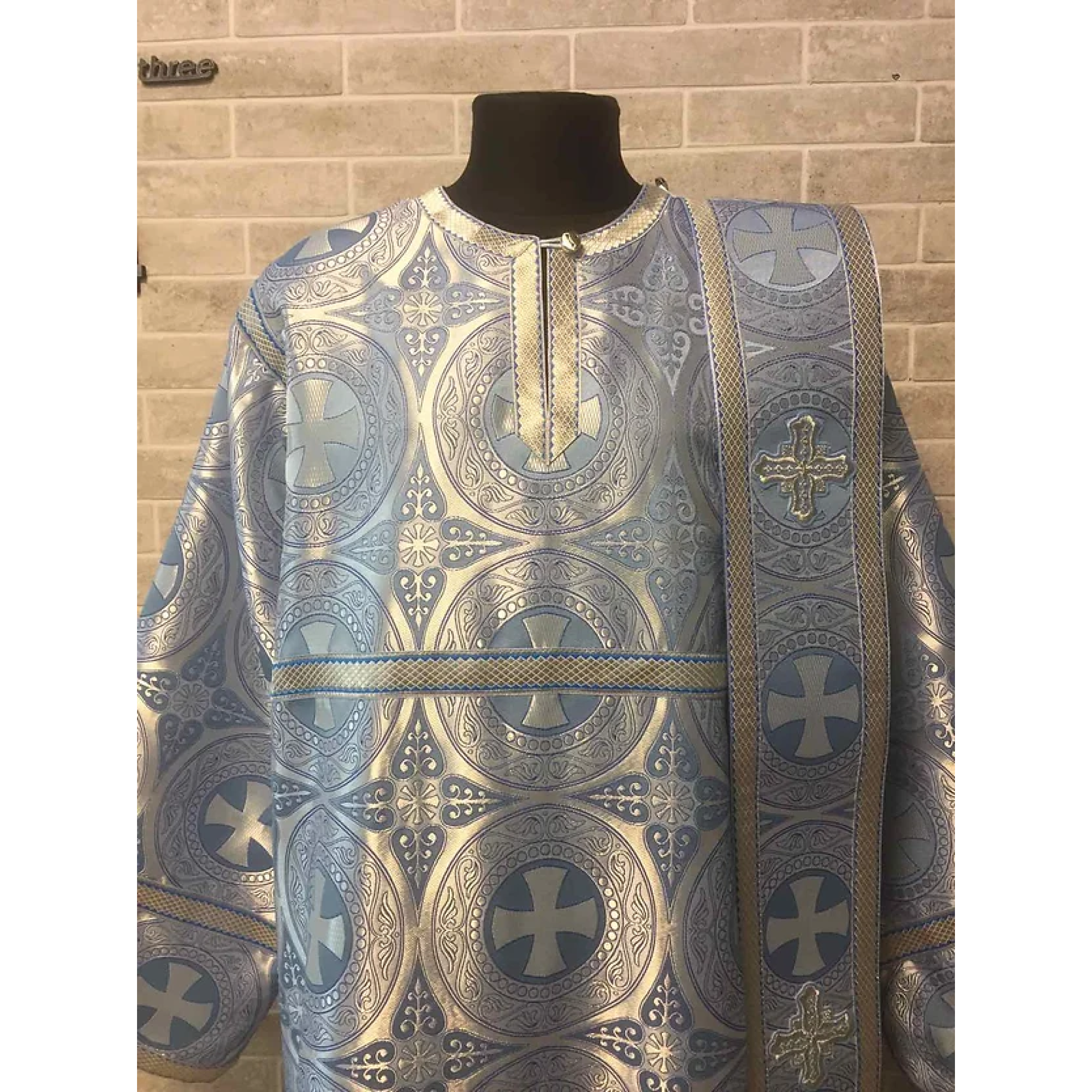 Brocade vestment for deacon - Stichar and orar in yellow-gold silk brocade