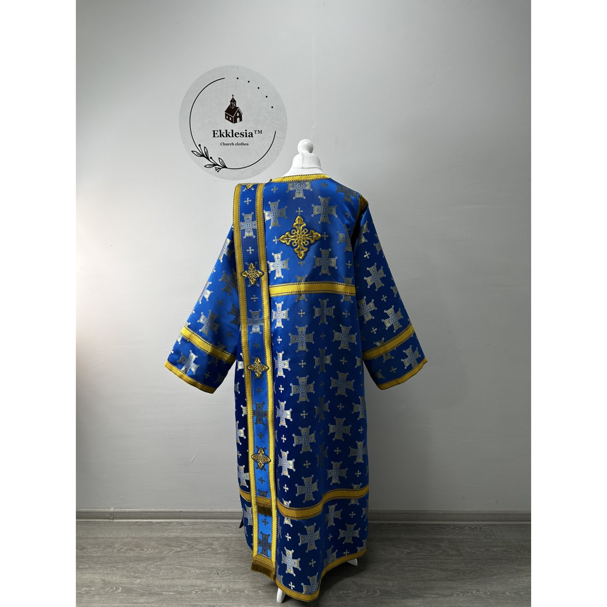 Orthodox vestment for deacon - Blue stichar with orar in Turkish silk
