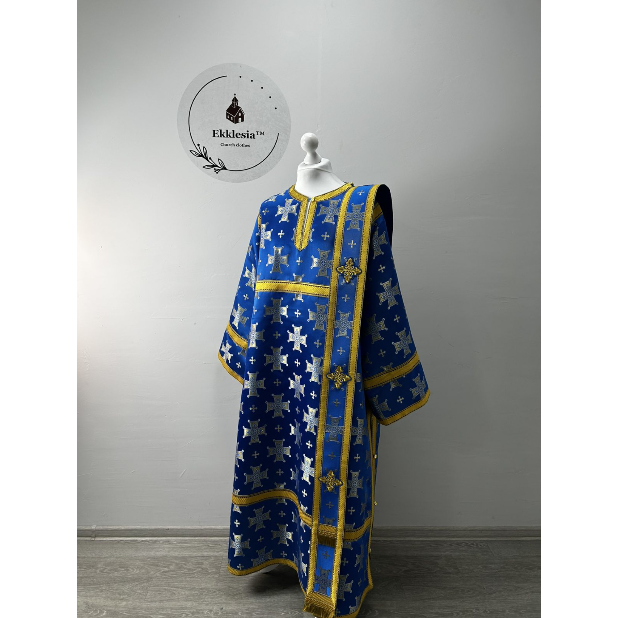 Orthodox vestment for deacon - Blue stichar with orar in Turkish silk